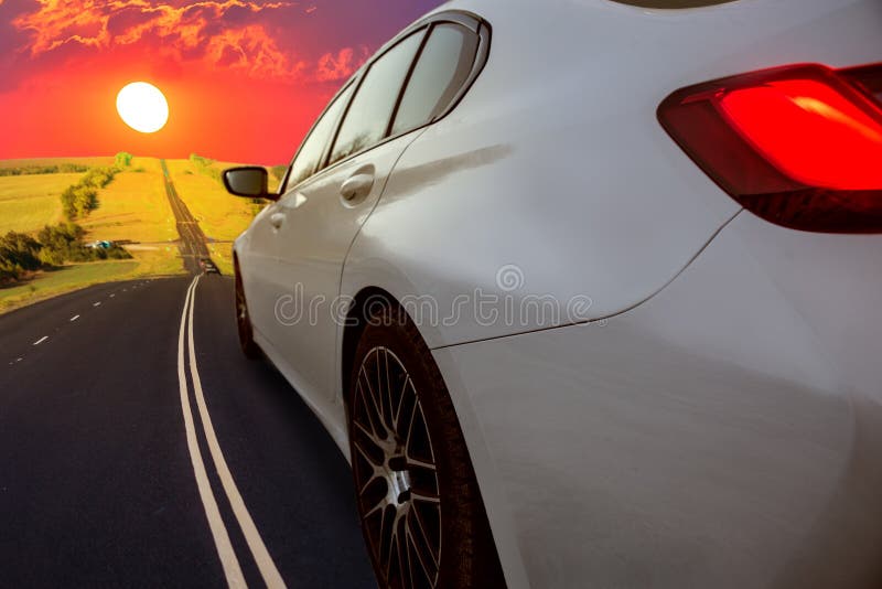 Car Rides at Sunset on a Highway Stock Photo - Image of holiday ...