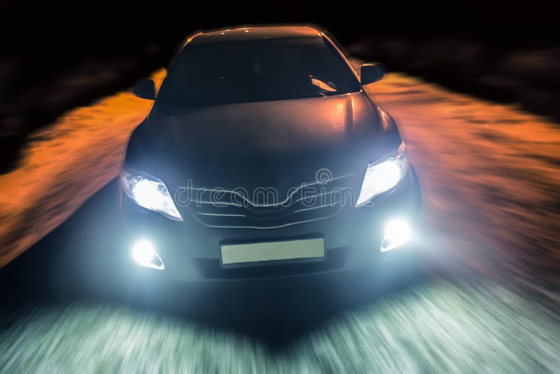 Car Rides in the Winter Night Stock Photo - Image of storm, frost ...