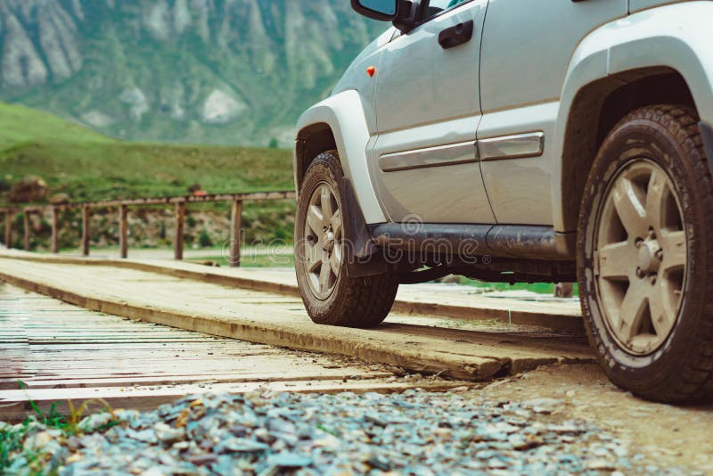 The Car Rides on a Wooden Bridge Editorial Photography - Image of ...