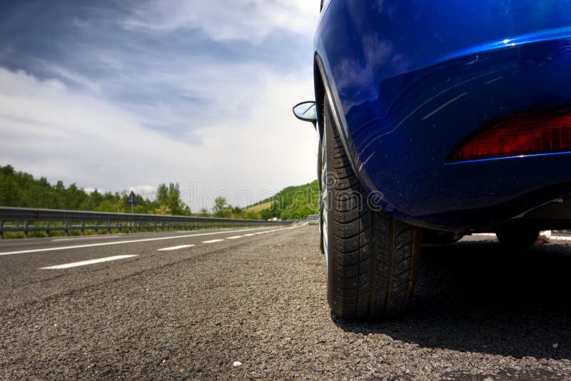 Car on a road stock photo. Image of path, long, perspective - 9944232