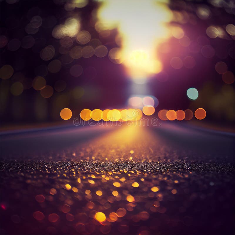 Car Road with Blurred Bokeh Background - AI Generated Image Stock Illustration - Illustration of ...