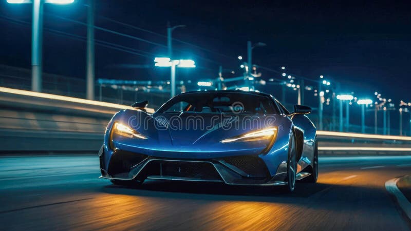 Car on the Road in the City at Night with Bokeh Stock Illustration ...