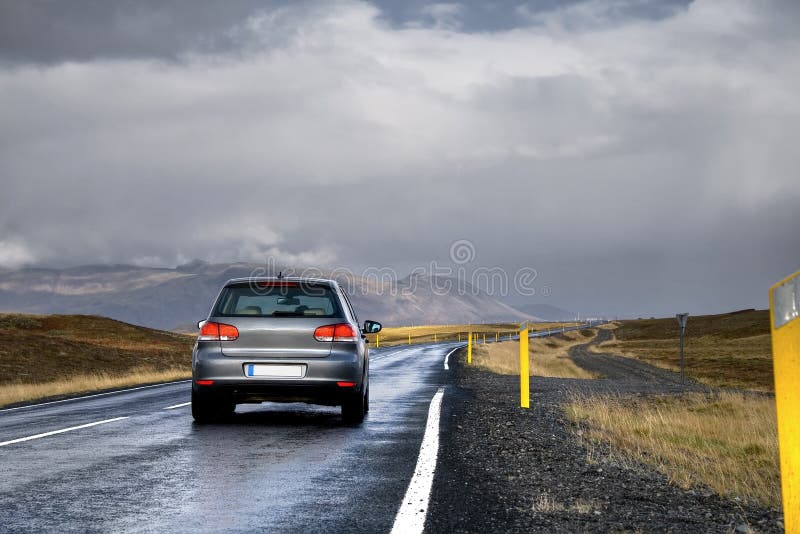 Car on a Road in a Countryside Stock Photo - Image of field, power: 6753706