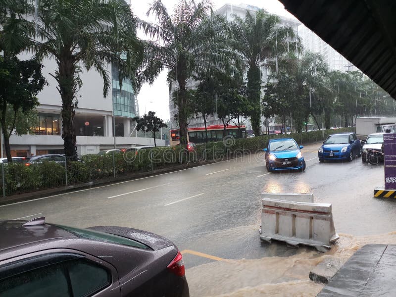 Car on the Road with Heavy Raining Editorial Image - Image of vehicle ...
