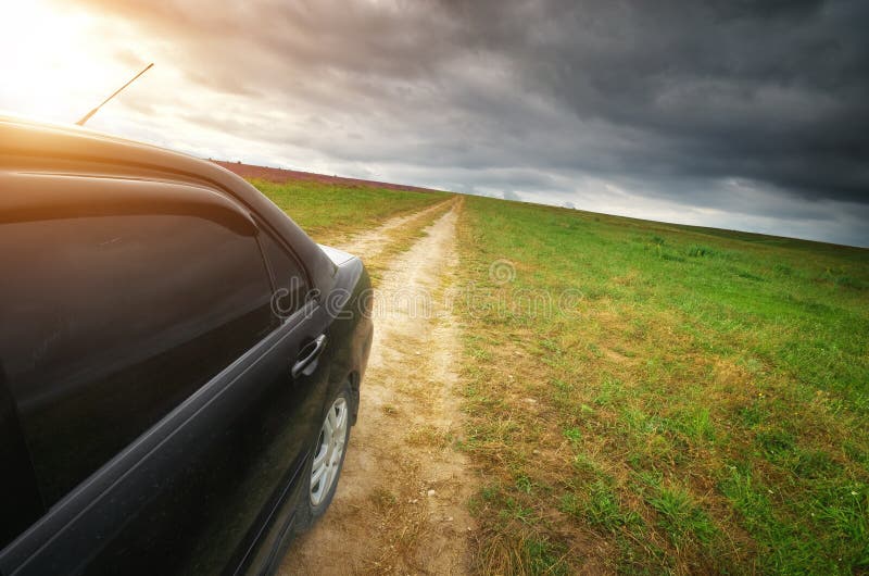 Road Lane and Deep Blue Sky Stock Image - Image of beauty, horizon ...