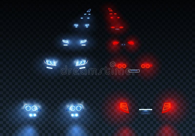 Car Road Lights Set stock vector. Illustration of bulb - 127517382