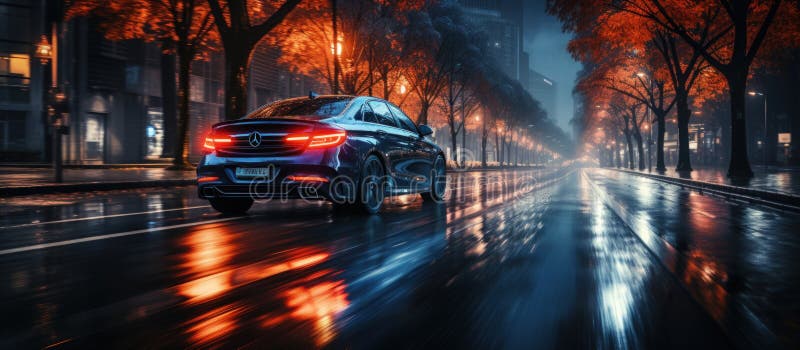 Car on the Road with Motion Blur Effect Stock Illustration ...