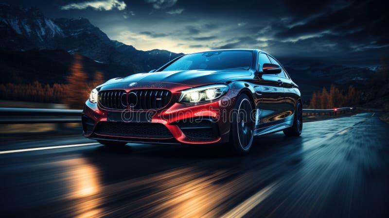 Car on the Road with Motion Blur Effect Stock Illustration ...