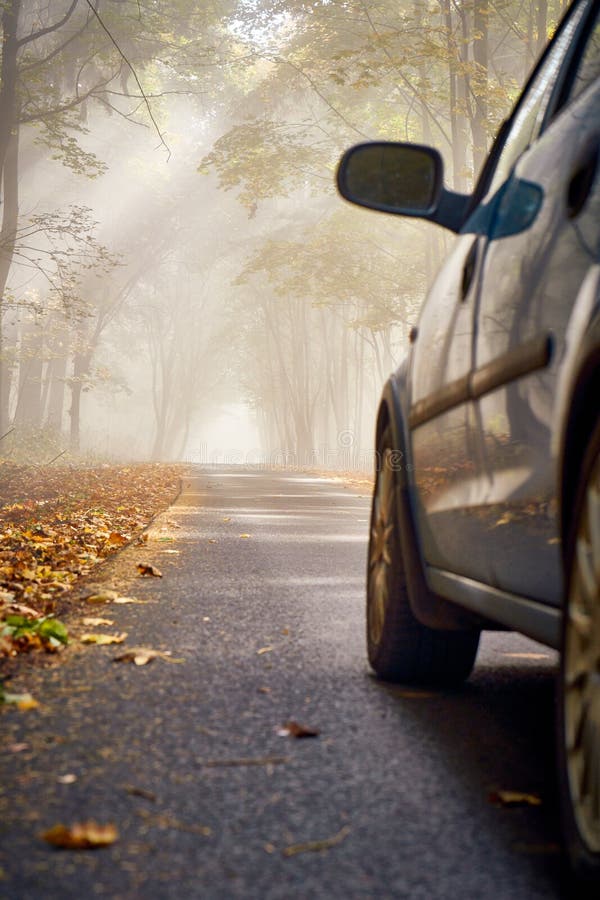 Car on the Road in Nature Autumn Stock Image - Image of light, asphalt ...