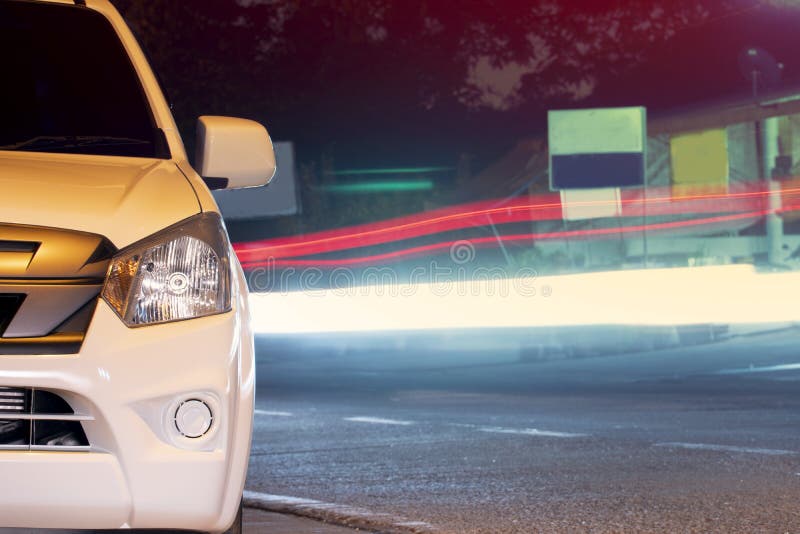 Car on road at night. stock photo. Image of luxury, finish - 136371736