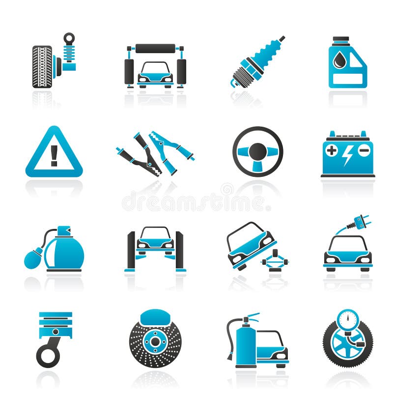 Car and Road Services Icons Stock Vector - Illustration of brakes ...