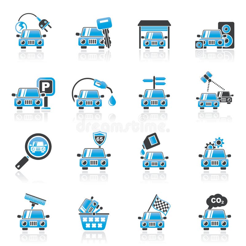 Car Parts, Services and Characteristics Icons Stock Vector ...