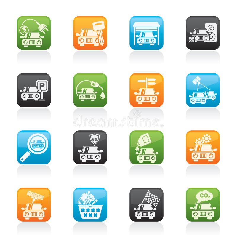 Car and Road Services Icons Stock Vector - Illustration of alarm, road ...