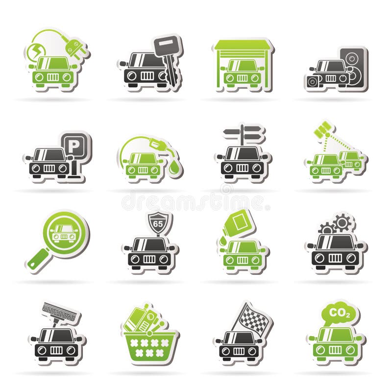 Car and Road Services Icons Stock Vector - Illustration of cable, disc ...
