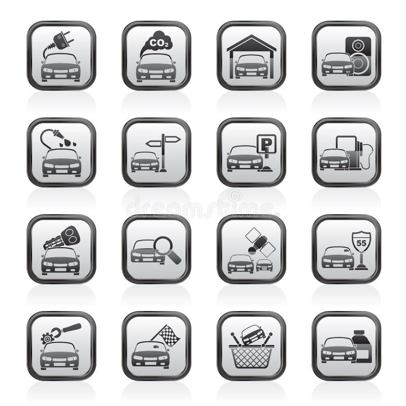 Car and Road Services Icons Stock Vector - Illustration of electric ...