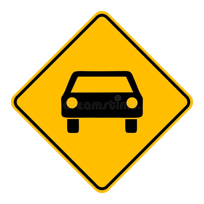 Car and road sign stock vector. Illustration of caution - 156909578