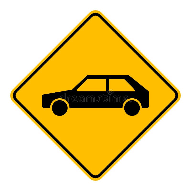 Car and road sign stock vector. Illustration of caution - 164320552