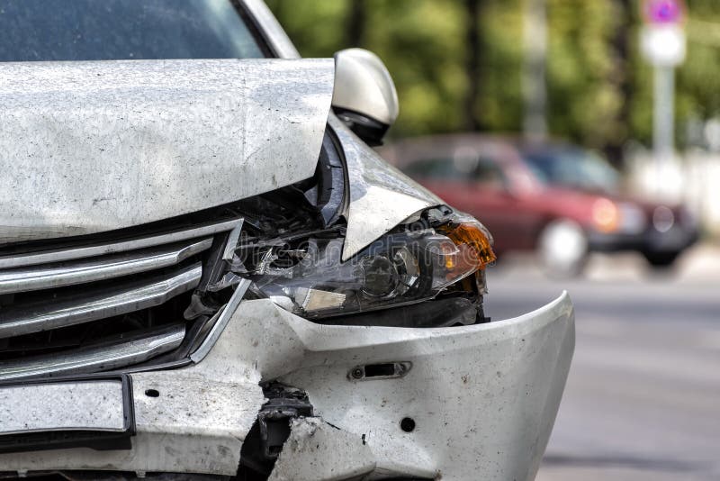 Car at the Roadside after an Accident Stock Image - Image of damaged ...