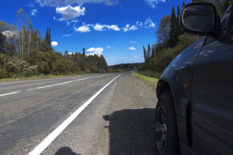 Car on roadside stock image. Image of wheel, travel - 100505497