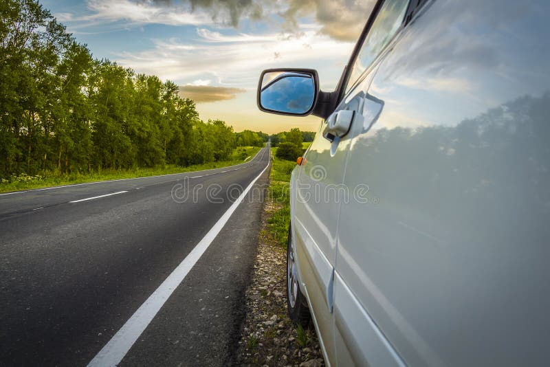 Car on roadside stock photo. Image of horizontal, roadside - 74789426