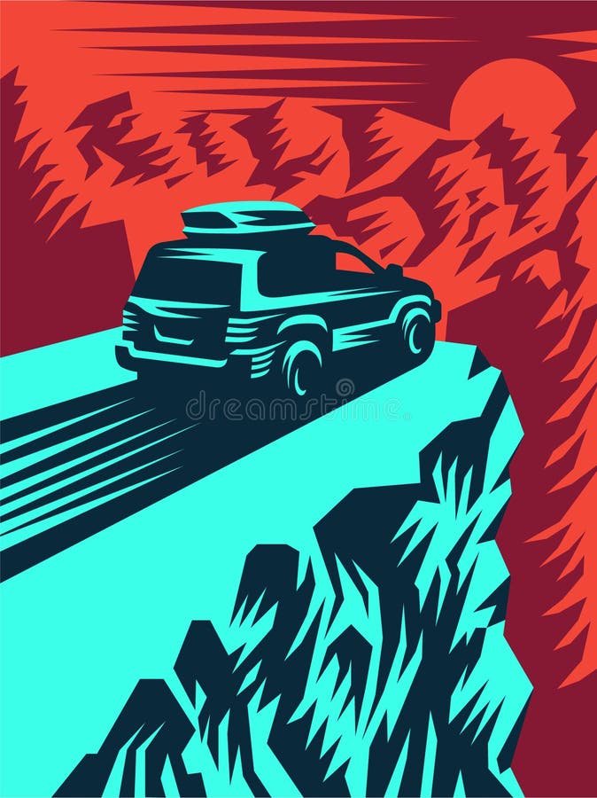 Car on a rock stock vector. Illustration of element - 124685991