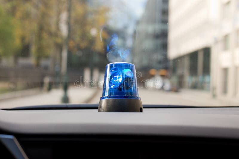 Car with Rotating Emergency Light Stock Photo - Image of bright, rescue ...