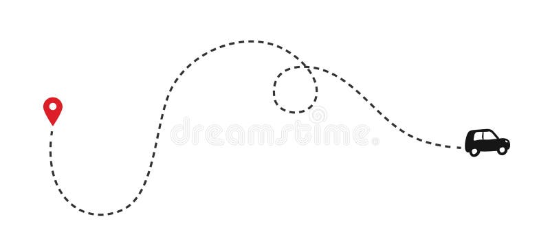 Car Route Concept with Automobile Path and Map Pointers. Stock ...