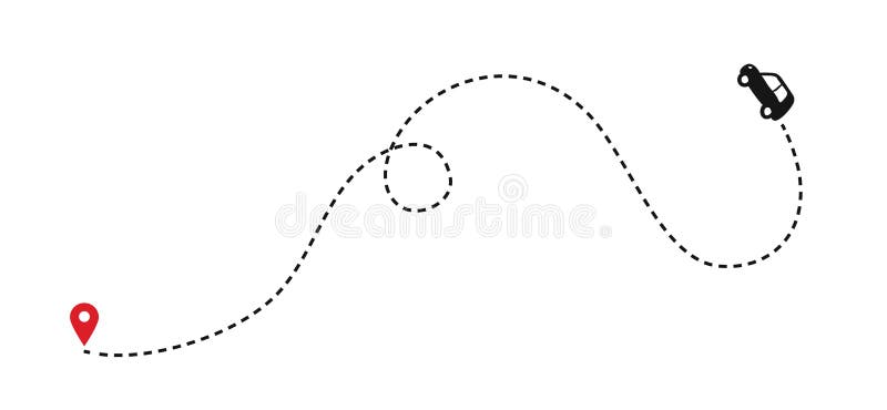 Car Route Concept with Automobile Path and Map Pointers. Isolated ...