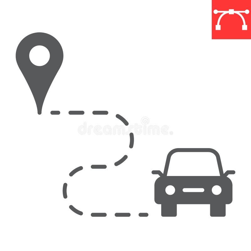 Car route glyph icon stock vector. Illustration of isolated - 296156943