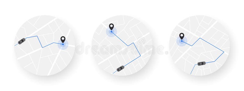 Car Route on the Map. Traveling by Car. Distance Tracking Stock Vector ...