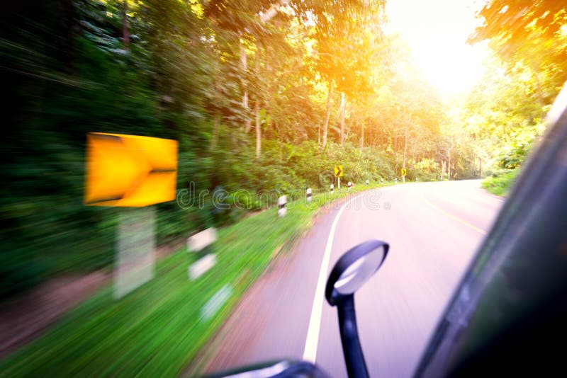 Car Running on the Road in the Morning. Stock Image - Image of person ...