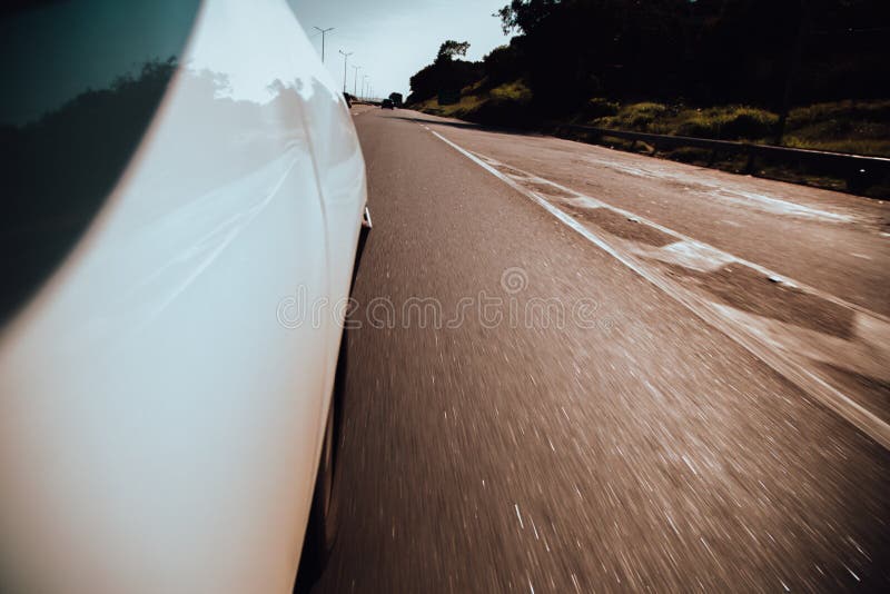 Car Rushing Along a High-speed Road Stock Image - Image of city, speed ...