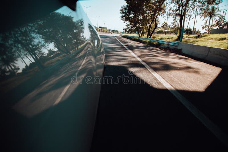 Car Rushing Along a High-speed Road Stock Image - Image of metropolitan ...