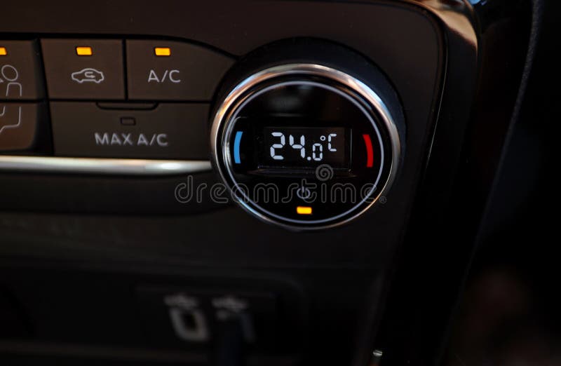 A Car`s Air Conditioning Display Marks 24 Degrees. Stock Photo - Image ...