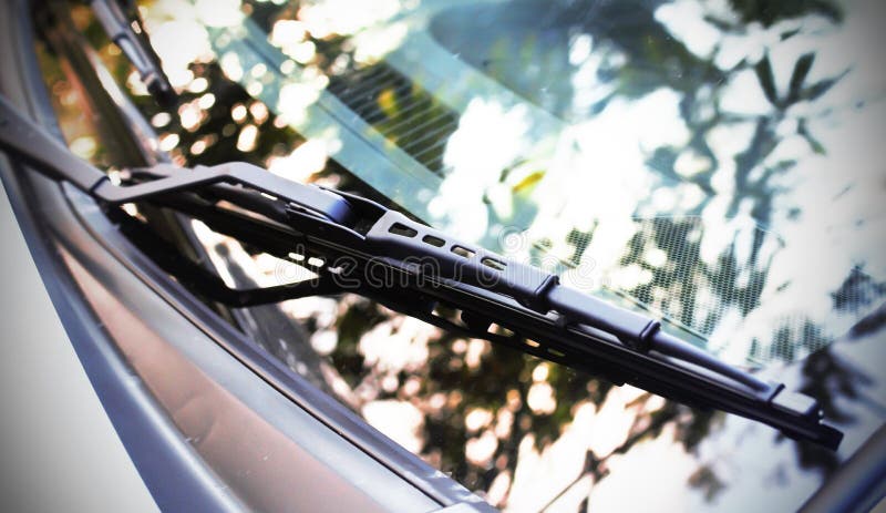 Car`s New Windshield Rain Wiper. Stock Image - Image of driver, sign ...