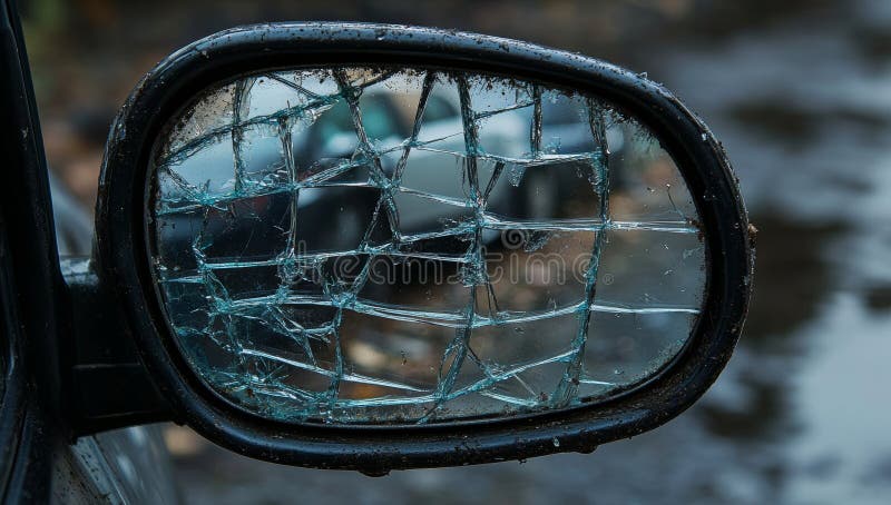 Car's Side Mirror Damaged Shattered Glass Stock Photos - Free & Royalty ...