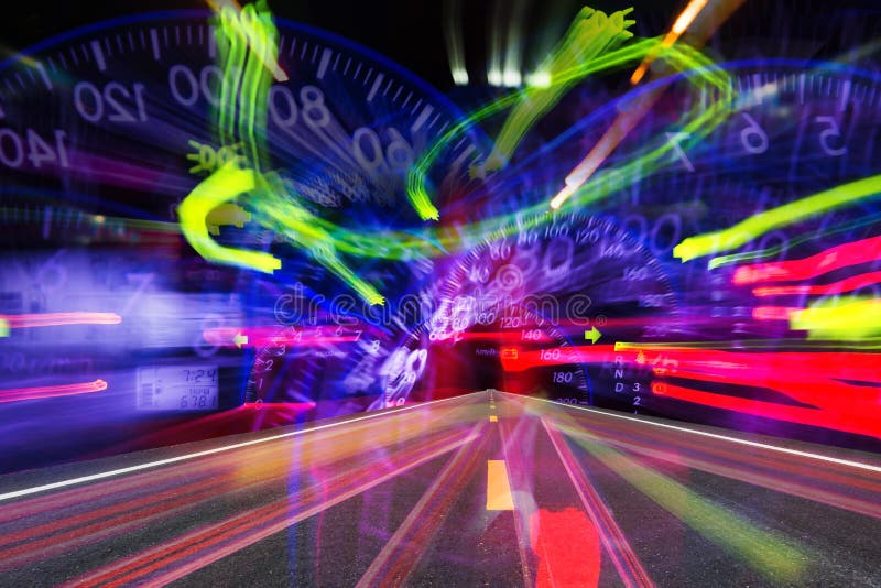 Car`s Speedometer Illuminated Stock Image - Image of background ...