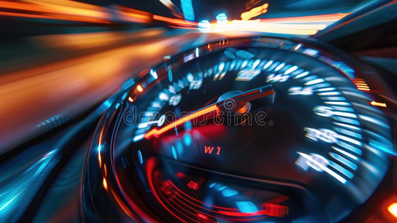 A Car S Speedometer Needle Moving Quickly, Illustrating the Concep ...