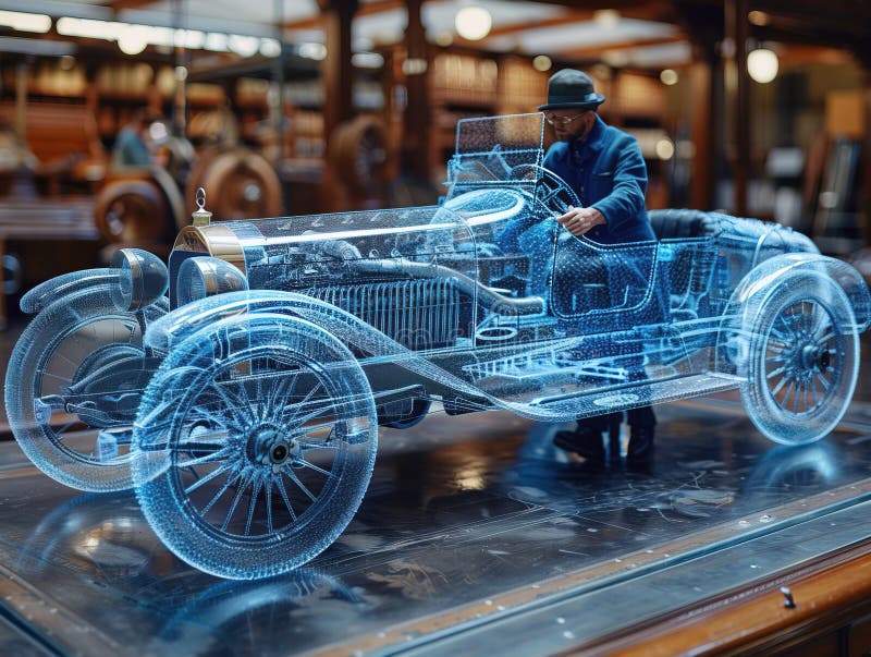 Car 1900s Visualization with Augmented Reality Transparent Car in ...