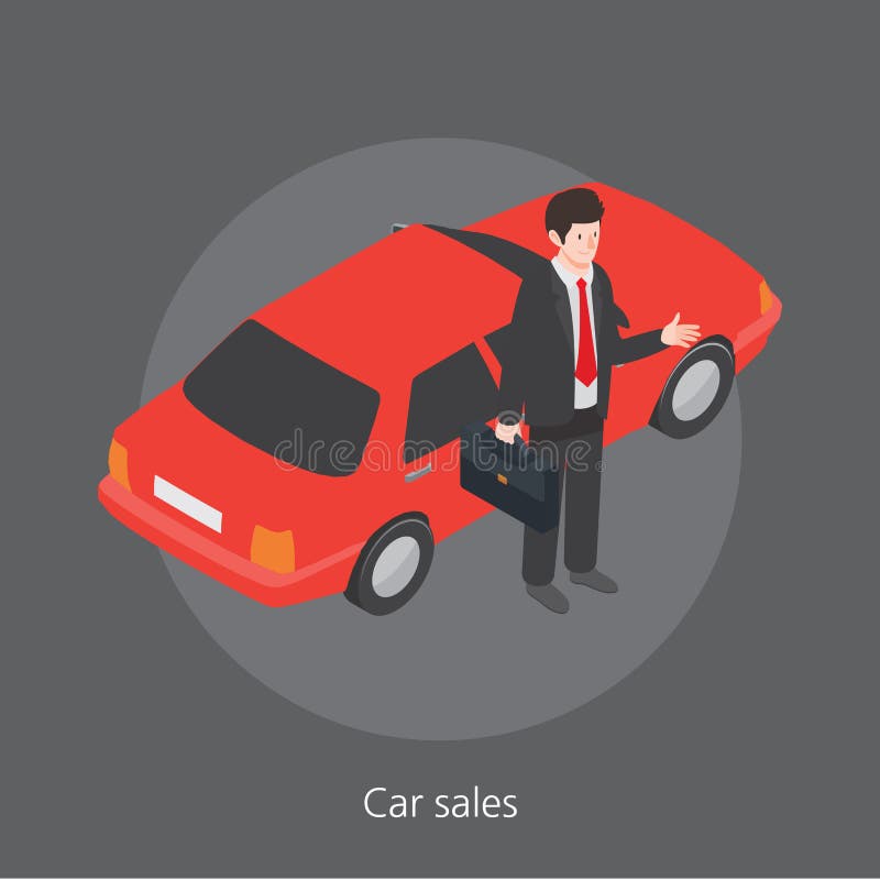Car Sales Concept Design 3d Isometric Illustration Stock Illustration ...