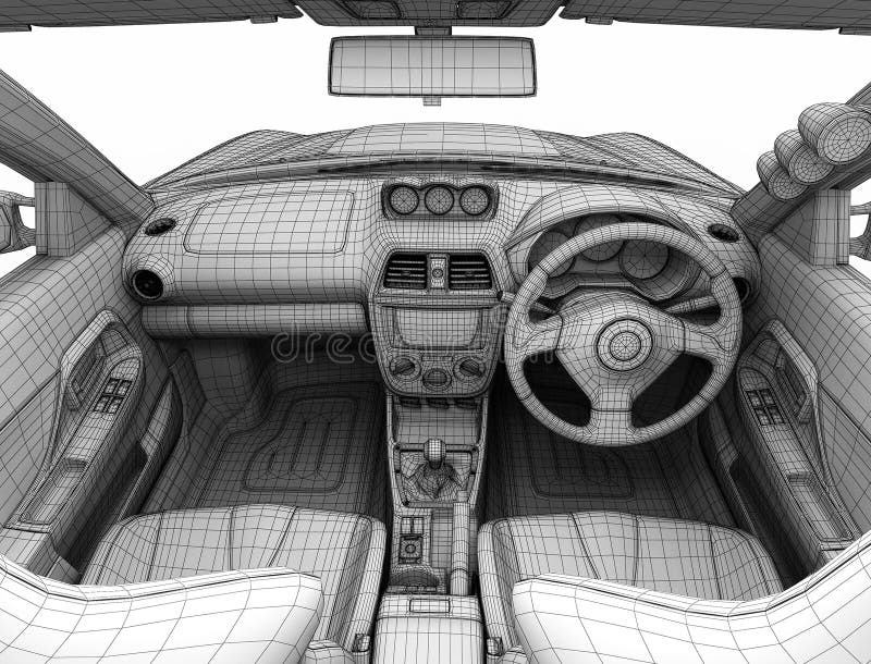 Car Salon in the Form of a Grid.3D Illustration Stock Illustration ...