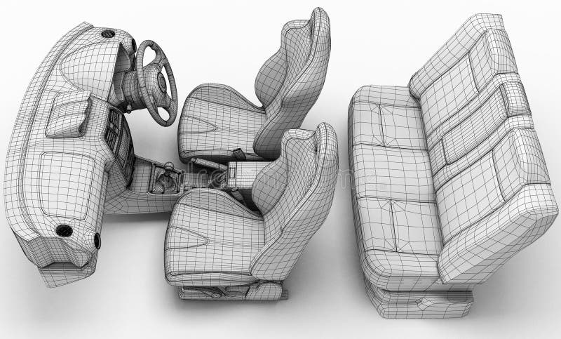 Car Salon in the Form of a Grid.3D Illustration Stock Illustration ...