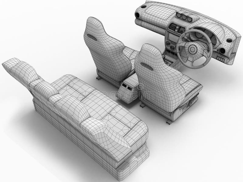 Car Salon in the Form of a Grid.3D Illustration Stock Illustration ...