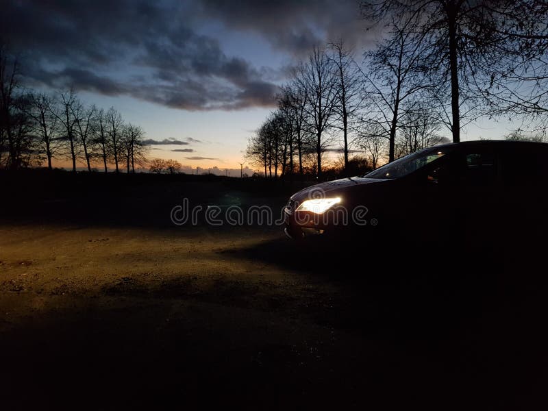Car in scene stock photo. Image of sunset, leon, scene - 107341084