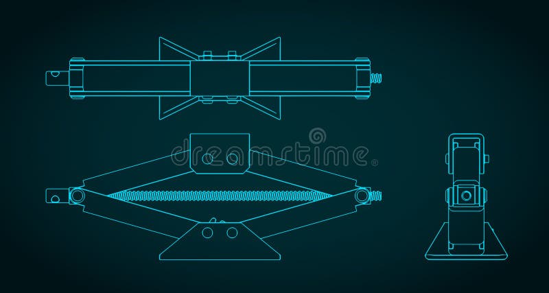 Car Scissor Jack Lift Blueprints Illustration Stock Vector ...