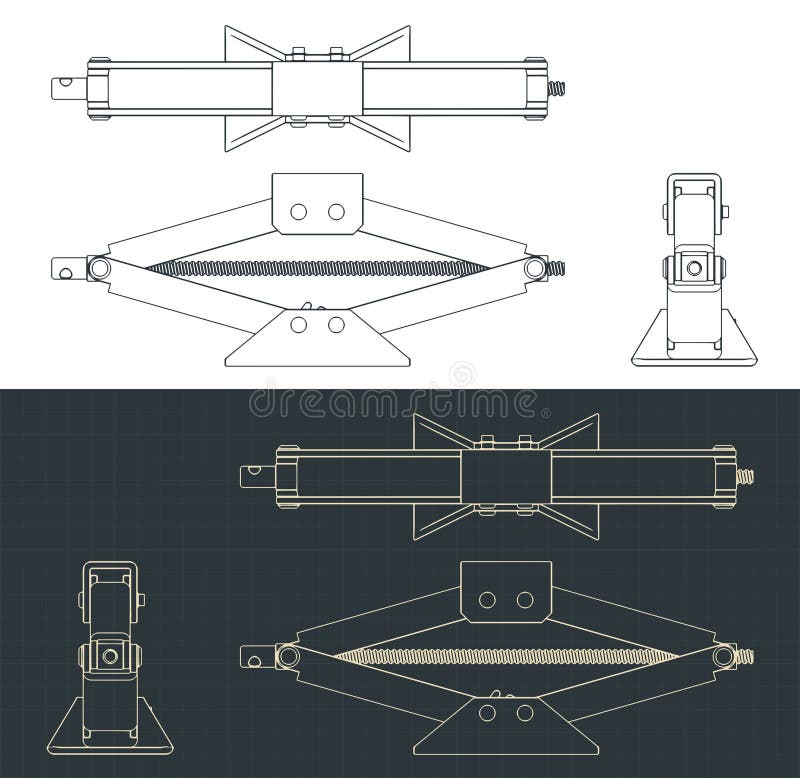 Car Scissor Jack Lift Blueprints Illustrations Stock Illustration ...