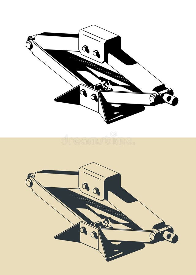 Car Scissor Jack Lift Illustrations Stock Illustration - Illustration ...