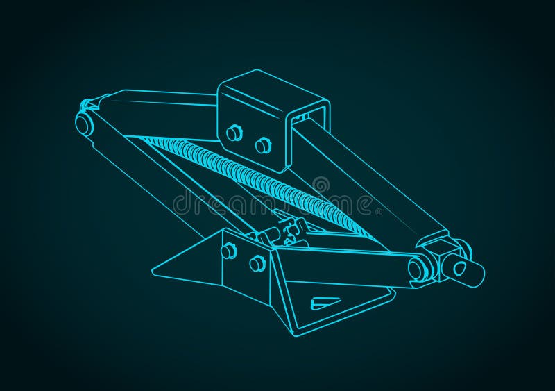 Car Scissor Jack Lift Isometric Blueprint Illustration Stock Vector ...