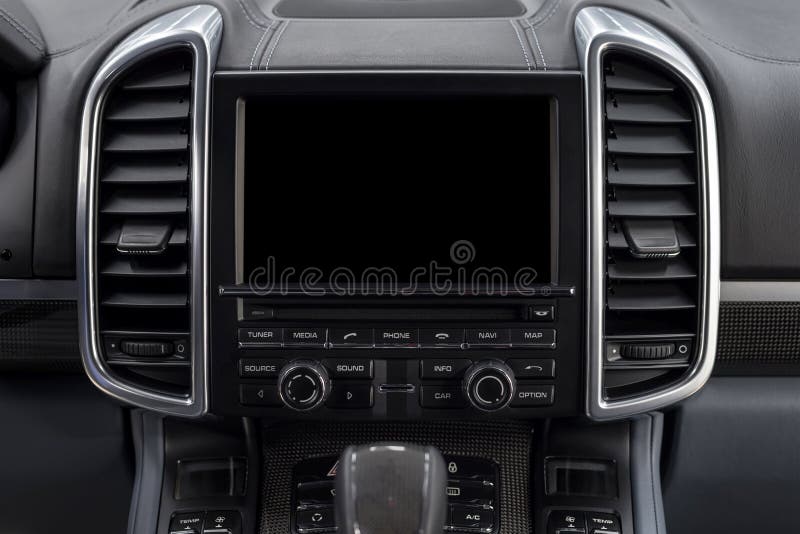 Screen Multimedia System Control Panel. Interior Detail of Modern ...