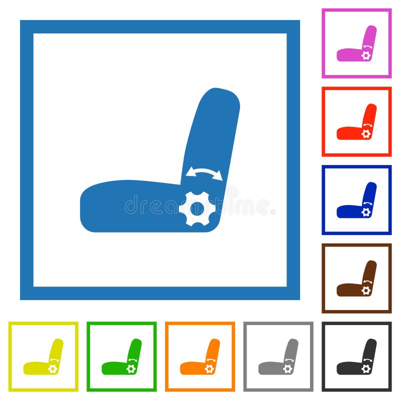 Car Seat Adjustment Flat Framed Icons Stock Vector - Illustration of ...